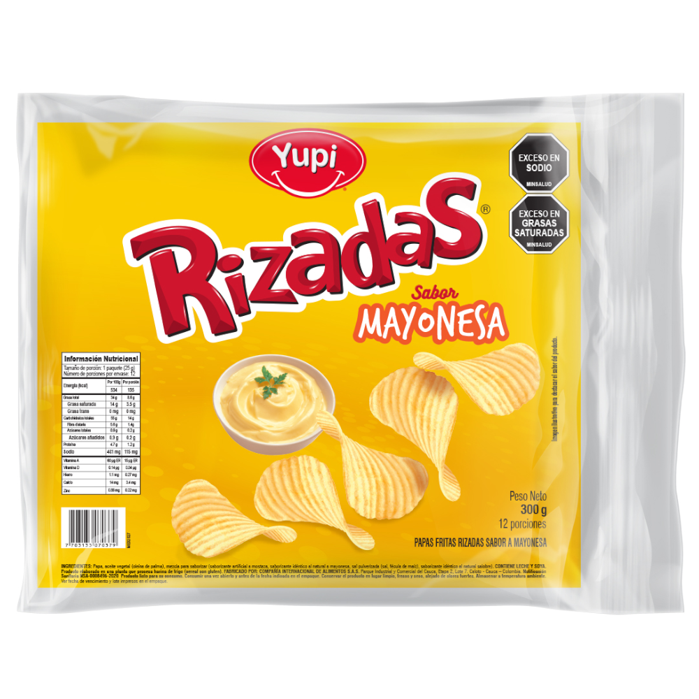 Papas Rizadas Mayonesa Yupi 12 Unidades 300Gr | SuperBooM